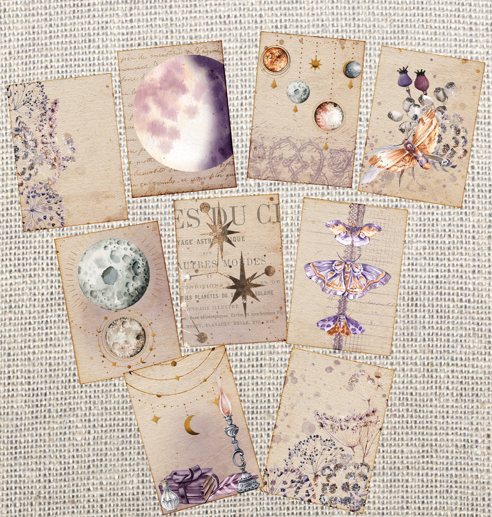 Enchanted Moon Junk Journal Printable Ephemera Artist Trading - Etsy