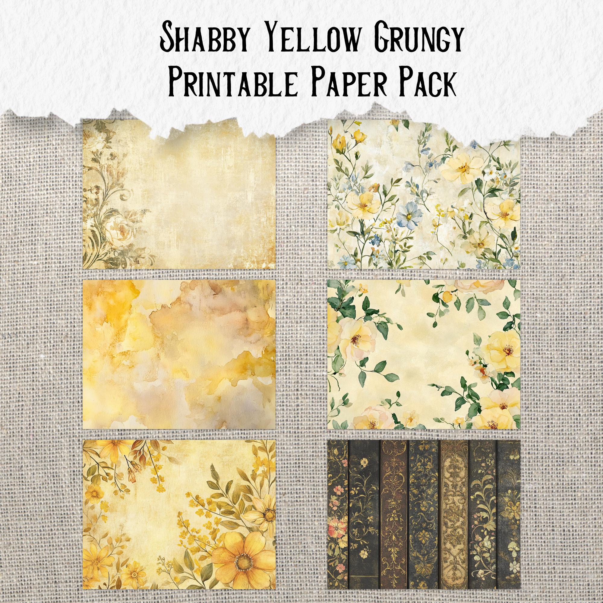 Shabby Yellow Printable Paper Pack Pretty Grungy Digital Download ...