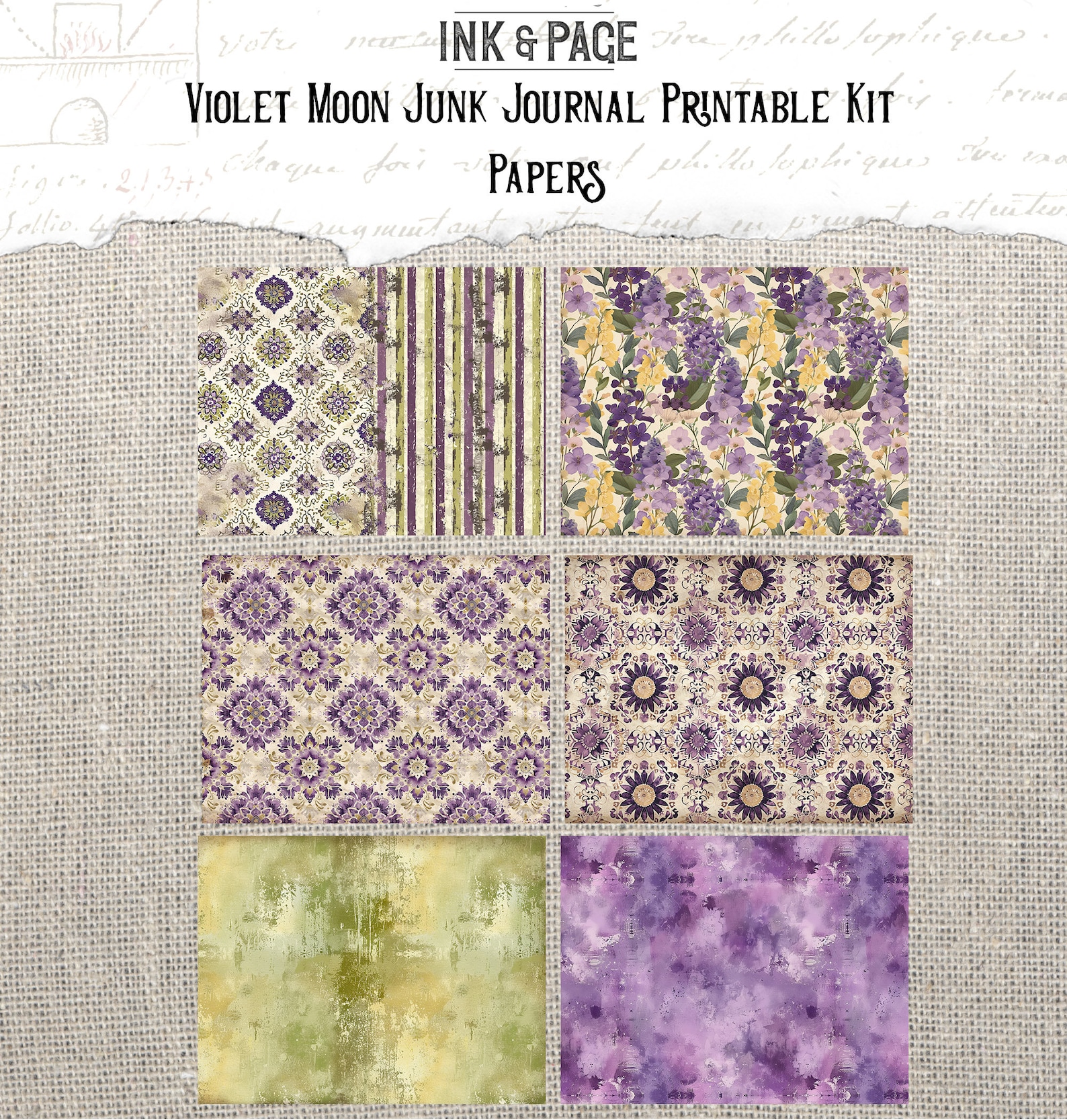 Violet Moon Junk Journal Printable Kit Celestial Collage Paper Digital ...