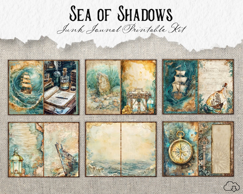 Sea of Shadows Junk Journal Printable Kit Vintage Ocean Digital ...