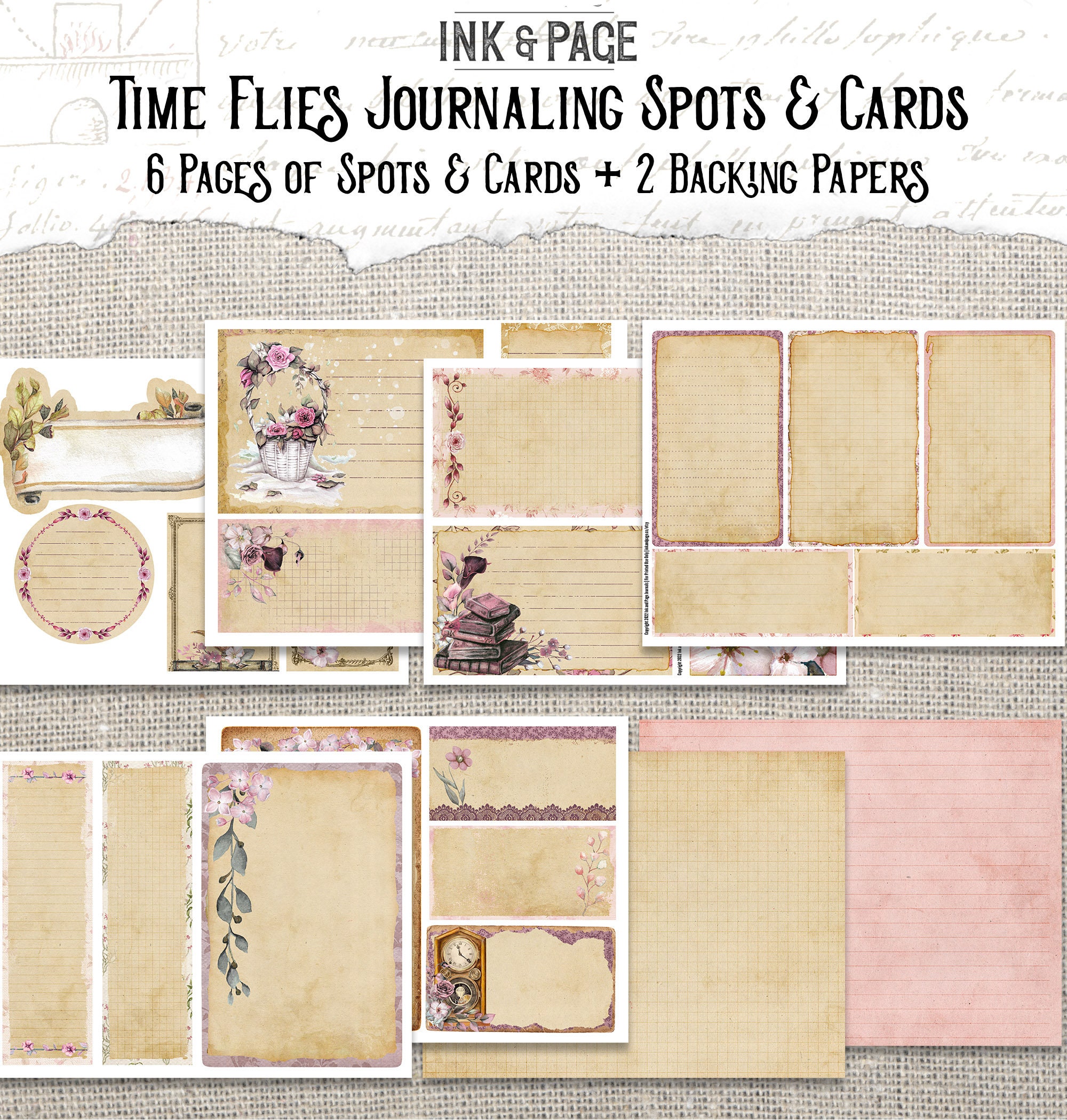 Printable Pink Journaling Cards Spots Lined Junk Journal - Etsy