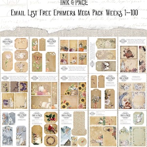 100 Pages of Junk Journal Printable Free Ephemera Mega Pack Vintage ...