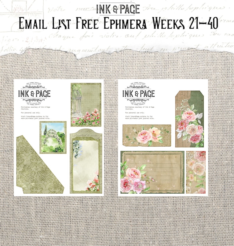 Junk Journal Ephemera Freebies Pack 2 Weeks 21-40 From the - Etsy