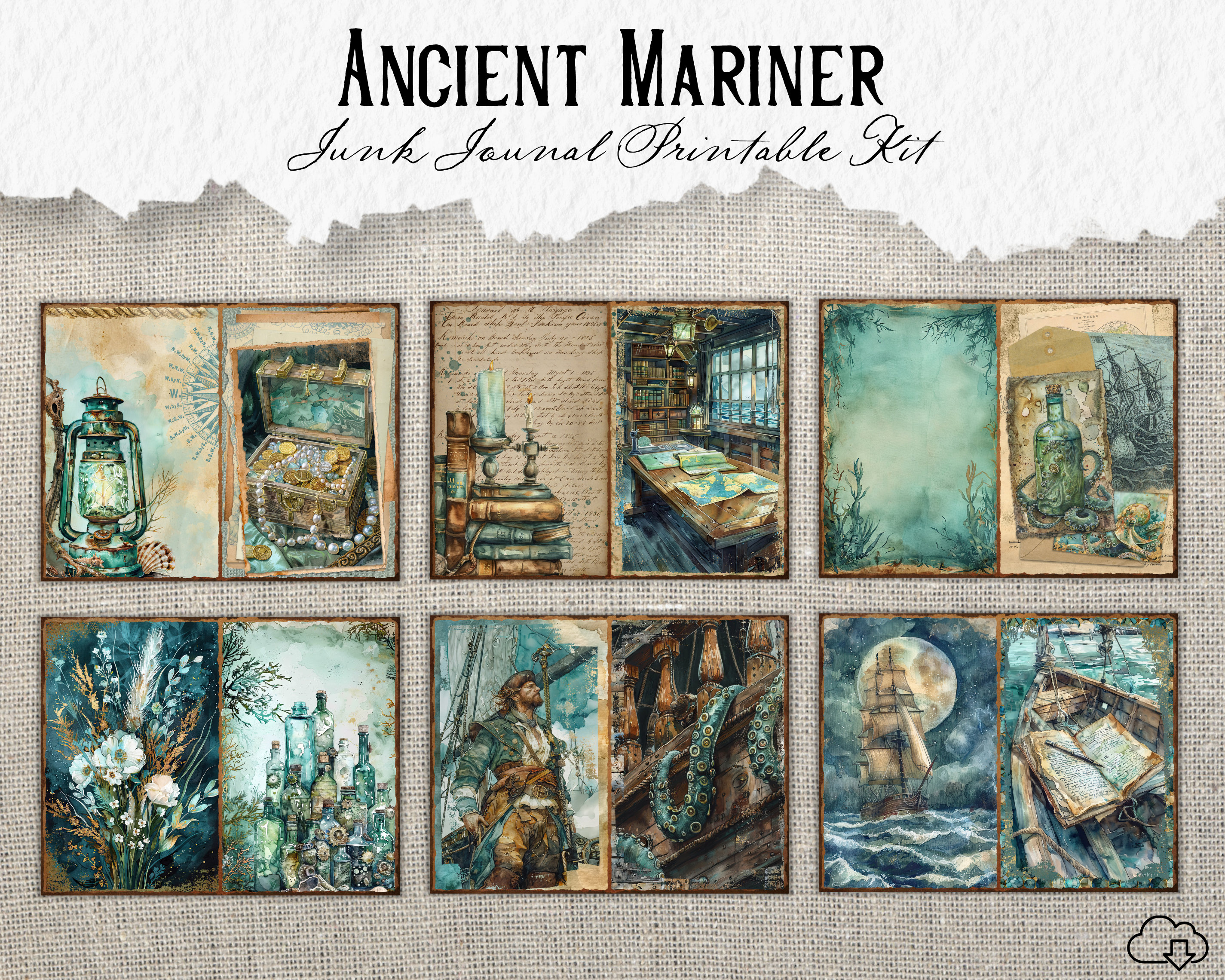 Ancient Mariner Junk Journal Printable Kit Ocean Voyage Digital Paper ...