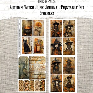 Autumn Witch Junk Journal Printable Kit Halloween Ephemera Collage ...