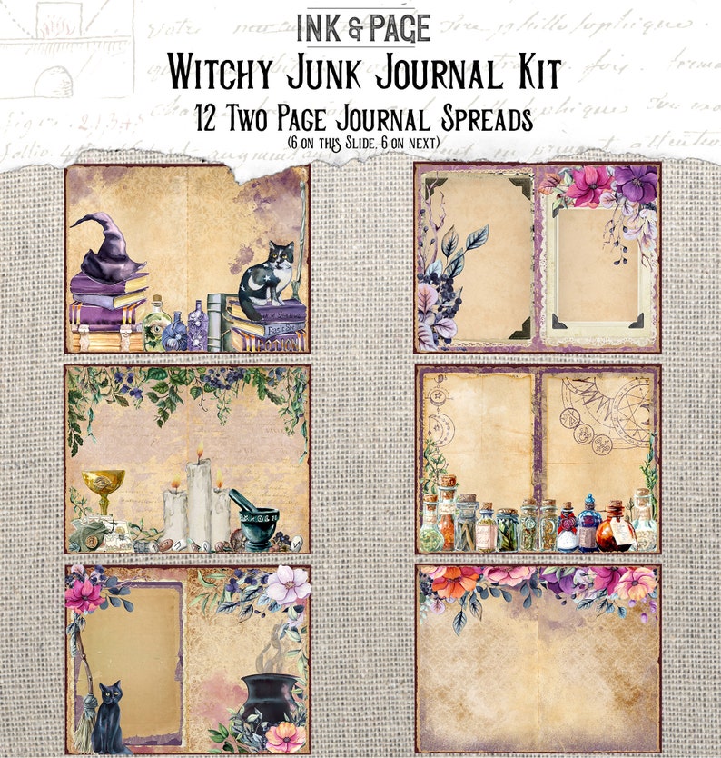 Witchy Junk Journal Printable Kit, Halloween Digital Download, Potions ...