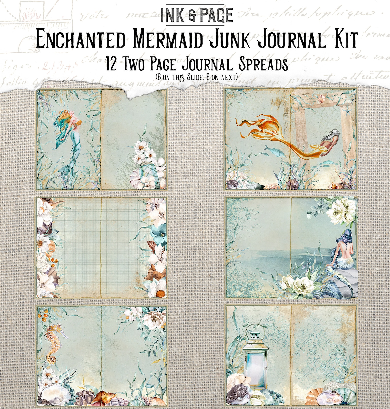Enchanted Mermaid Junk Journal Printable Kit, Vintage Ocean Ephemera ...