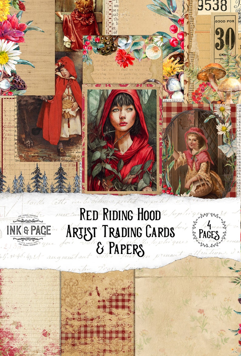 Artist Trading Cards Little Red Riding Hood Printable Junk Journal Atcs ...