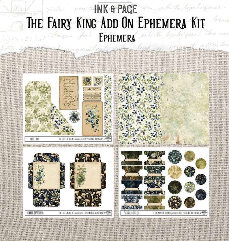 The Fairy King Printable Ephemera Add-on Kit Male Fae Digital Download ...