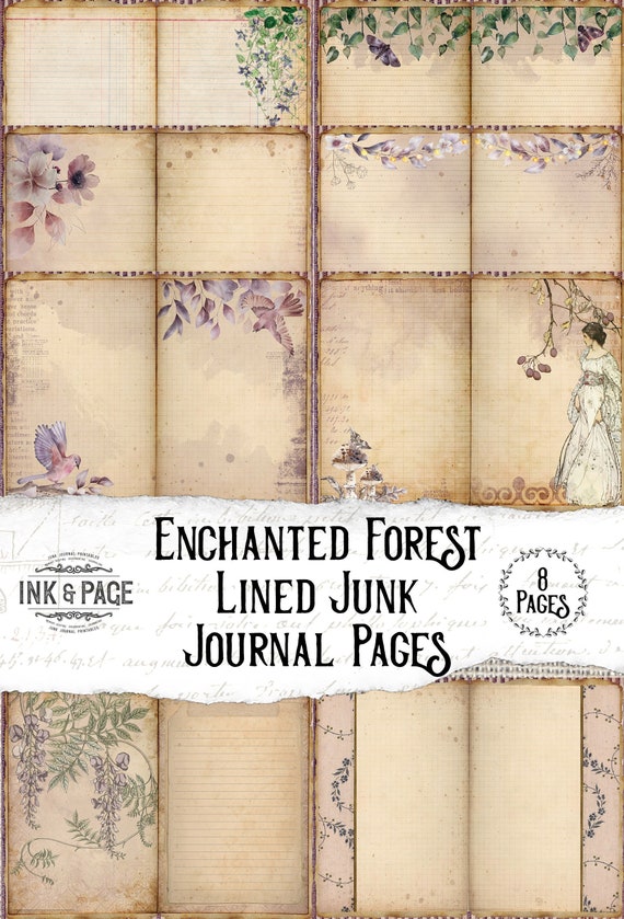 Paper Scrapbook Paper Enchanted Forest Printable Junk Journal Kit Fairy ...