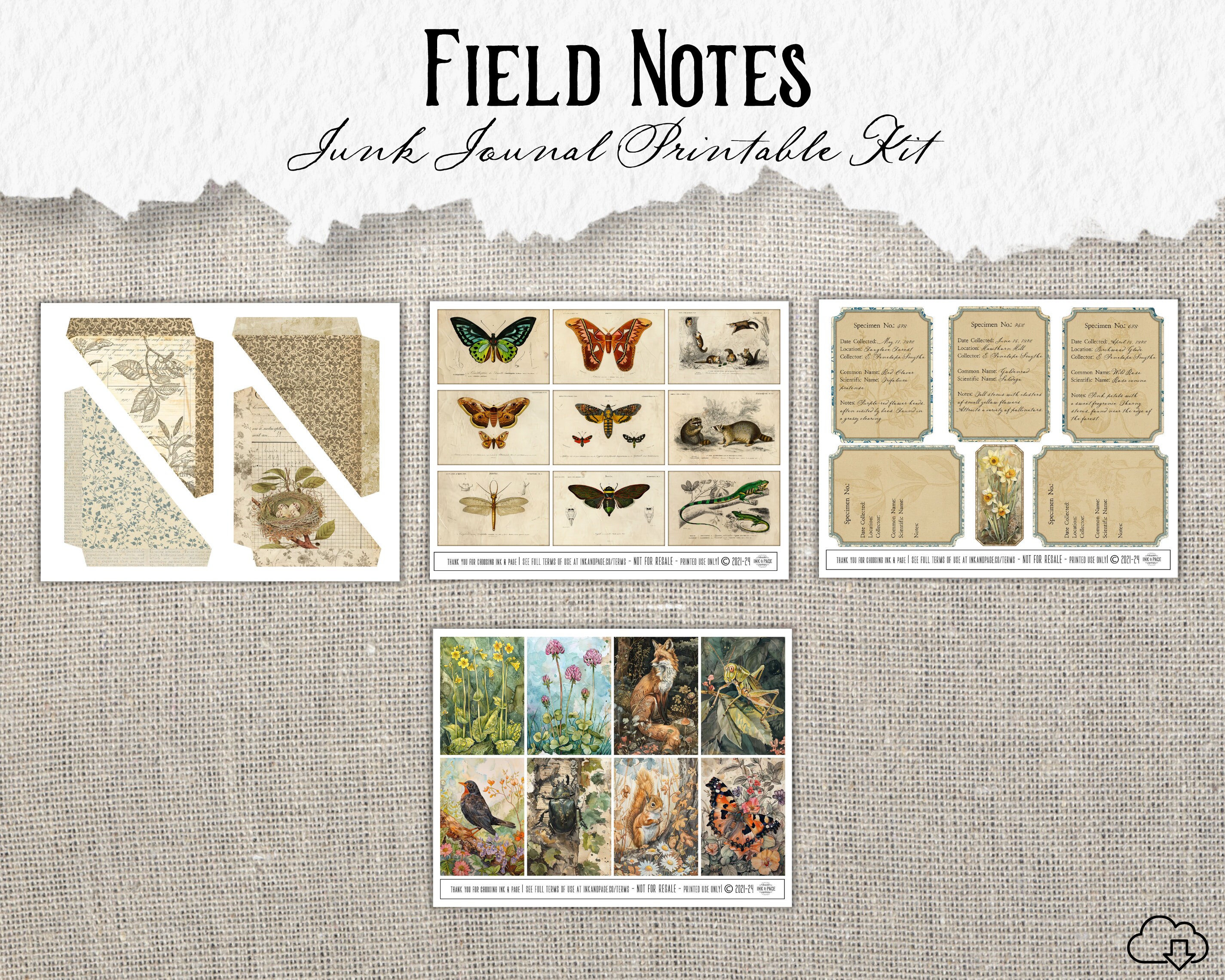 Field Notes Junk Journal Printable Kit Nature Digital Download ...