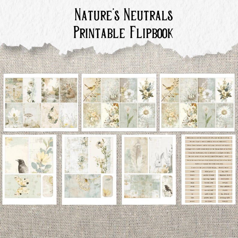 Nature's Neutrals Flipbook Printable Kit Folio Junk Journal Nature ...
