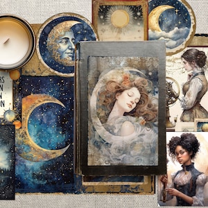 Celestial Mechanics Junk Journal Printable Kit Vintage Moon Journaling ...