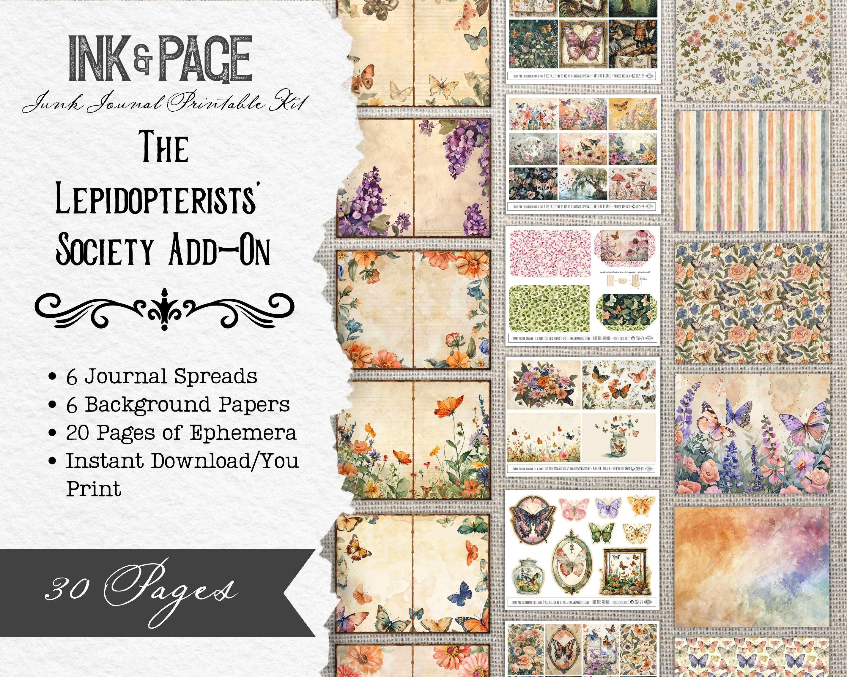 The Lepidopterists' Society Butterfly Printable Ephemera Junk Journal ...