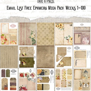 100 Pages of Junk Journal Printable Free Ephemera Mega Pack Vintage ...