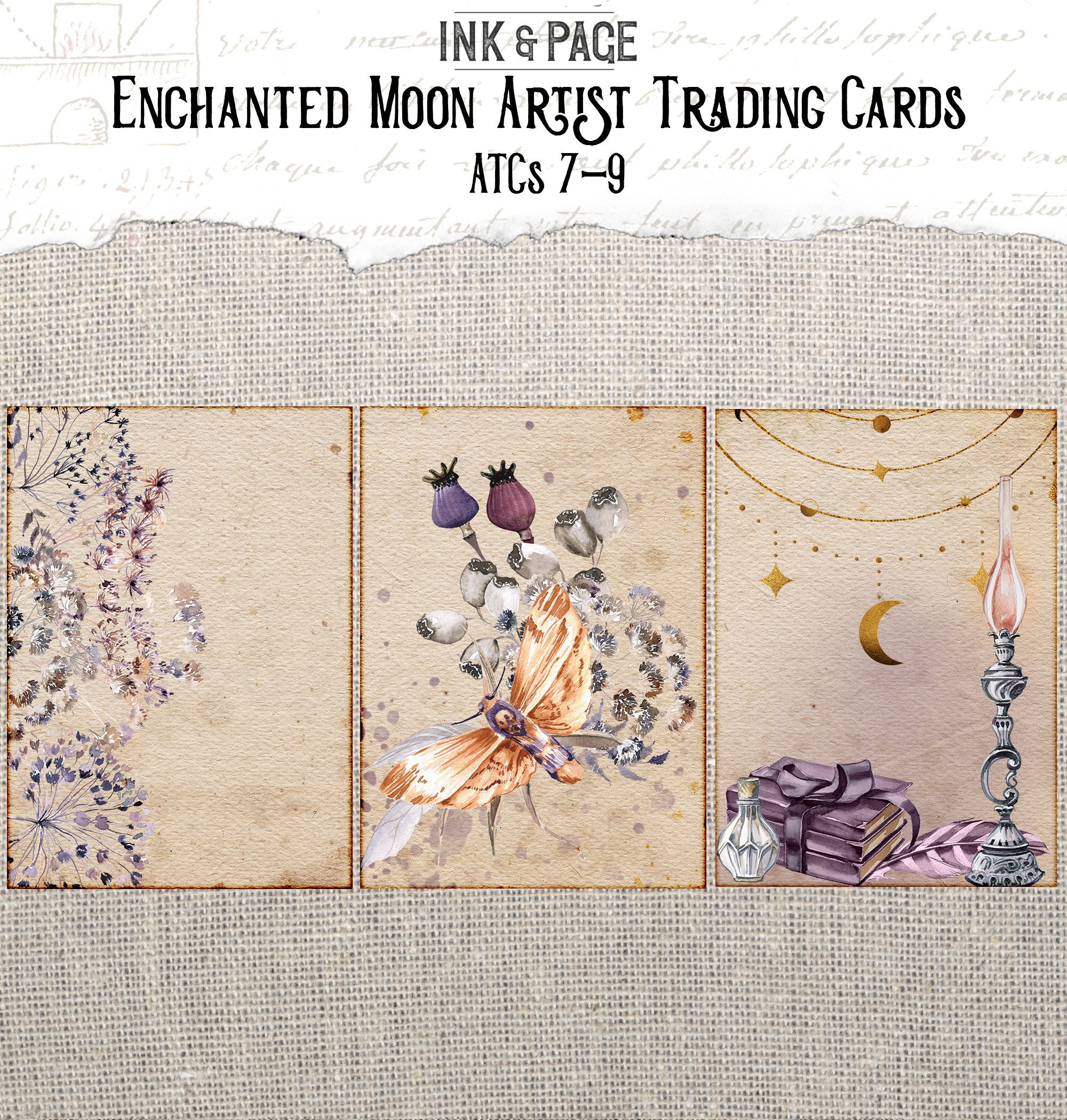 Enchanted Moon Junk Journal Printable Ephemera Artist Trading - Etsy