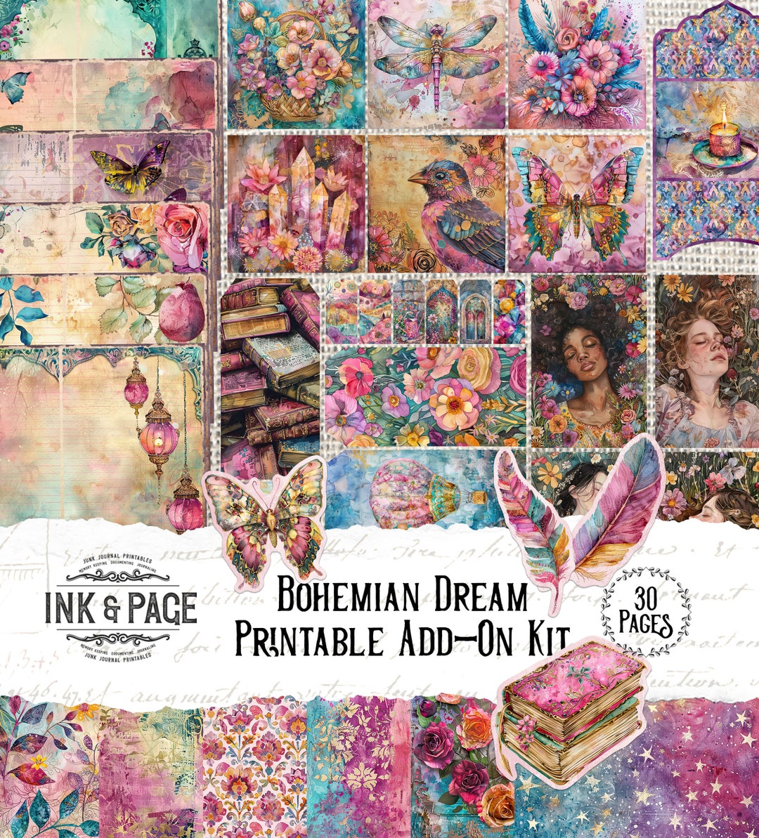 Bohemian Dream Junk Journal Printable Ephemera Digital Pockets ...