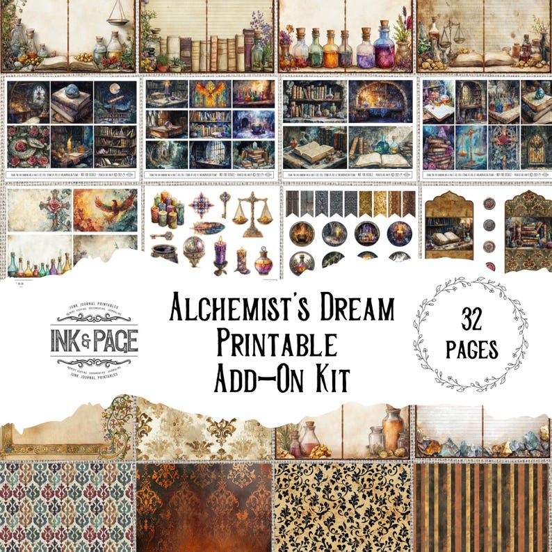 Alchemist's Dream Printable Ephemera Junk Journal Kit Wizard Digital ...