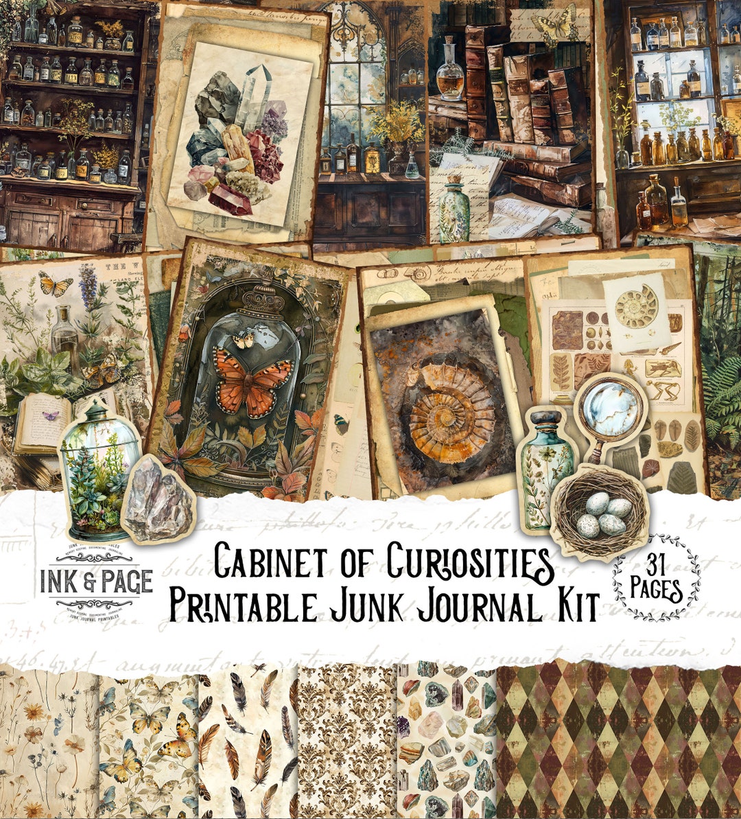 Cabinet of Curiosities Junk Journal Printable Kit Natural History ...