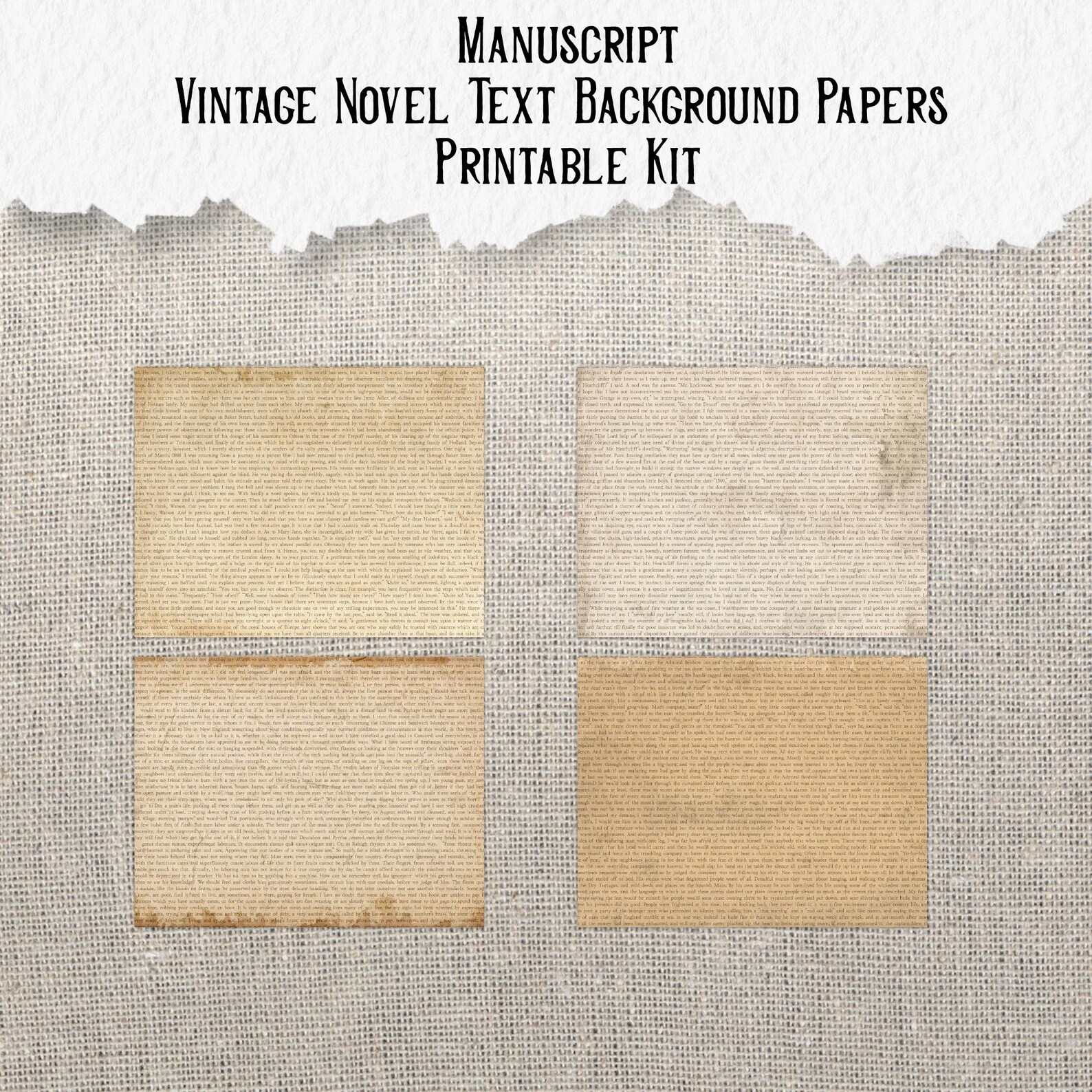 Manuscript Novel Printable Paper Pack Grungy Novel Digital Download ...