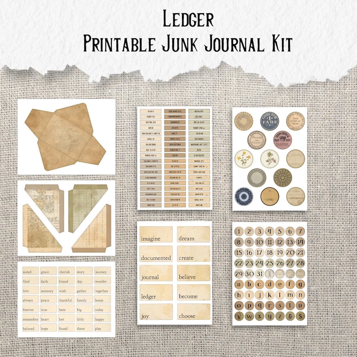 LEDGER Huge Junk Journal Printable Kit | Antique Journal Kit ...