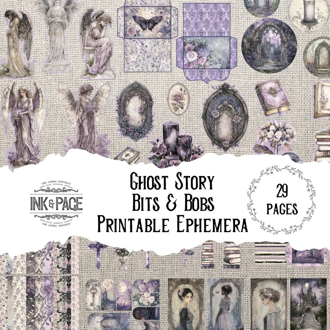 Ghost Story Printable Junk Journal Ephemera Haunted Graveyard Tag ...