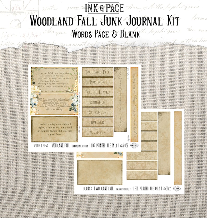 Woodland Fall Junk Journal Printable Kit Vintage Forest - Etsy