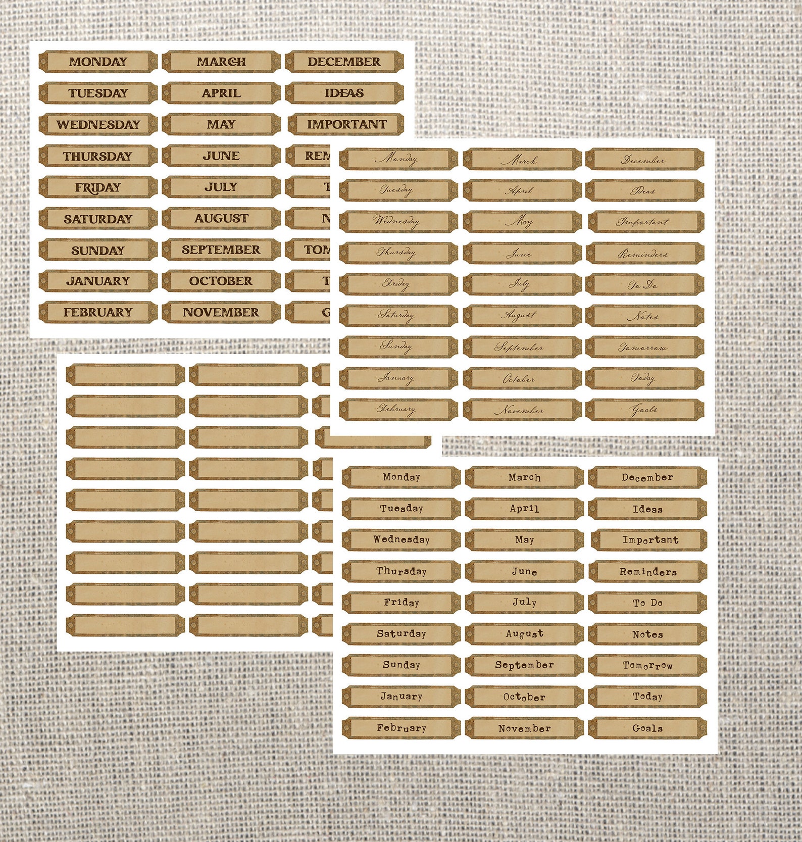 Typography Day and Month Printable Labels for Junk Journals - Etsy