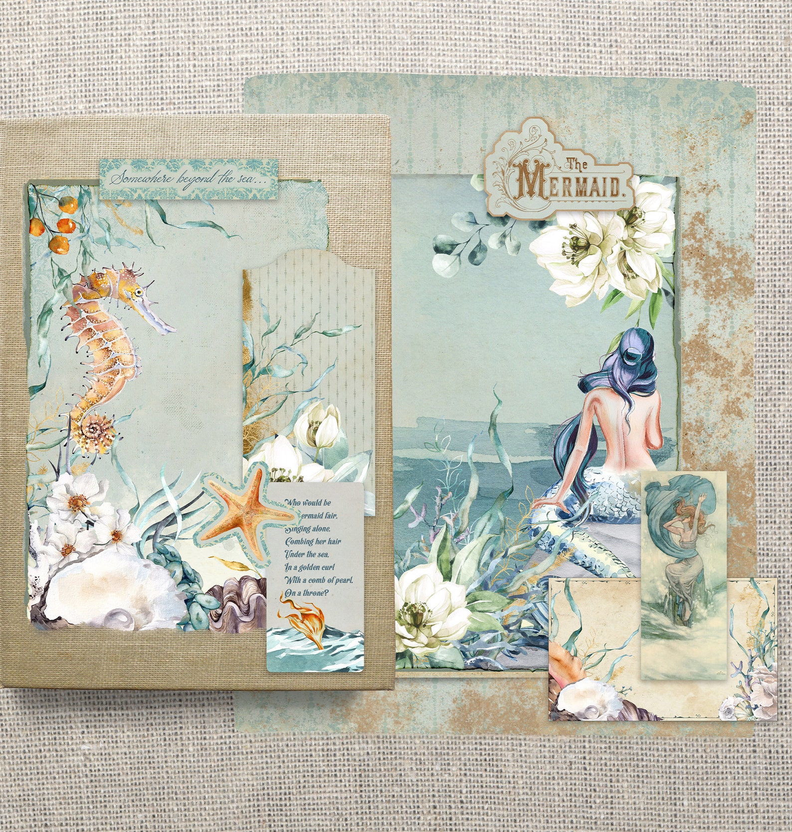 Enchanted Mermaid Junk Journal Printable Kit, Vintage Ocean Ephemera ...
