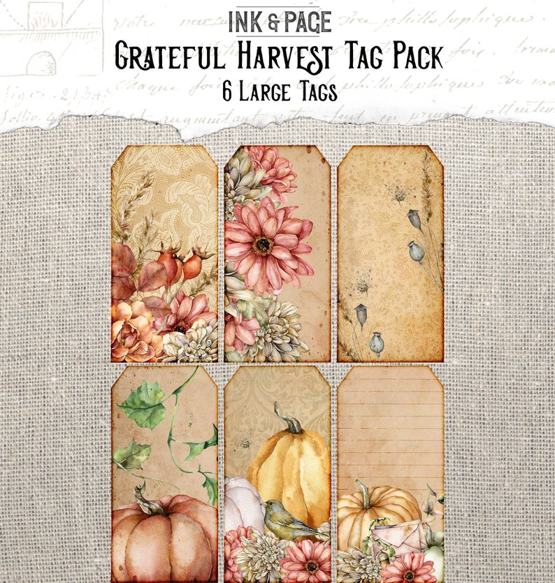 Printable Autumn Tags Junk Journal Ephemera Pack Vintage - Etsy