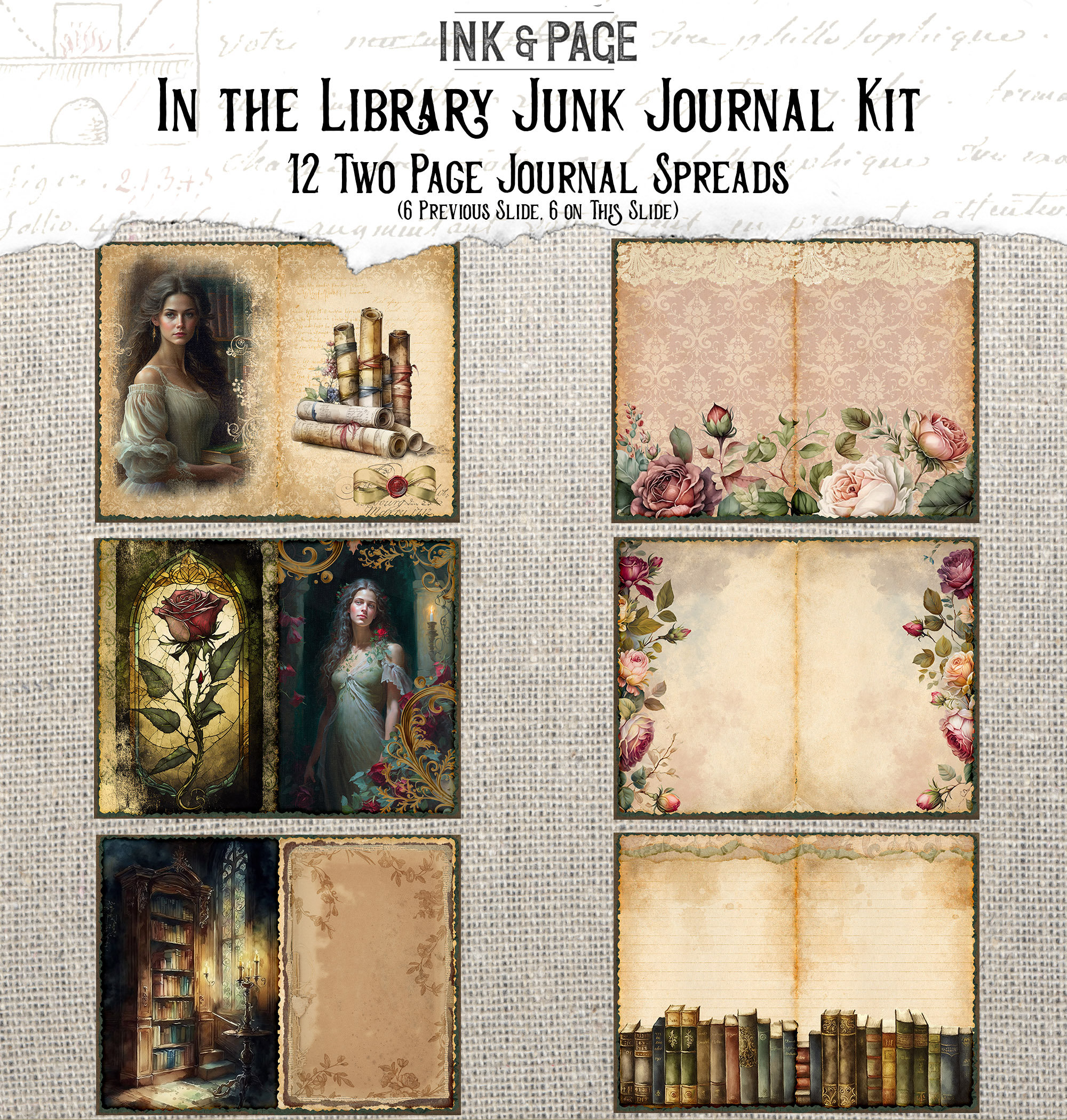 In the Library Junk Journal Printable Kit Vintage Book Digital - Etsy ...