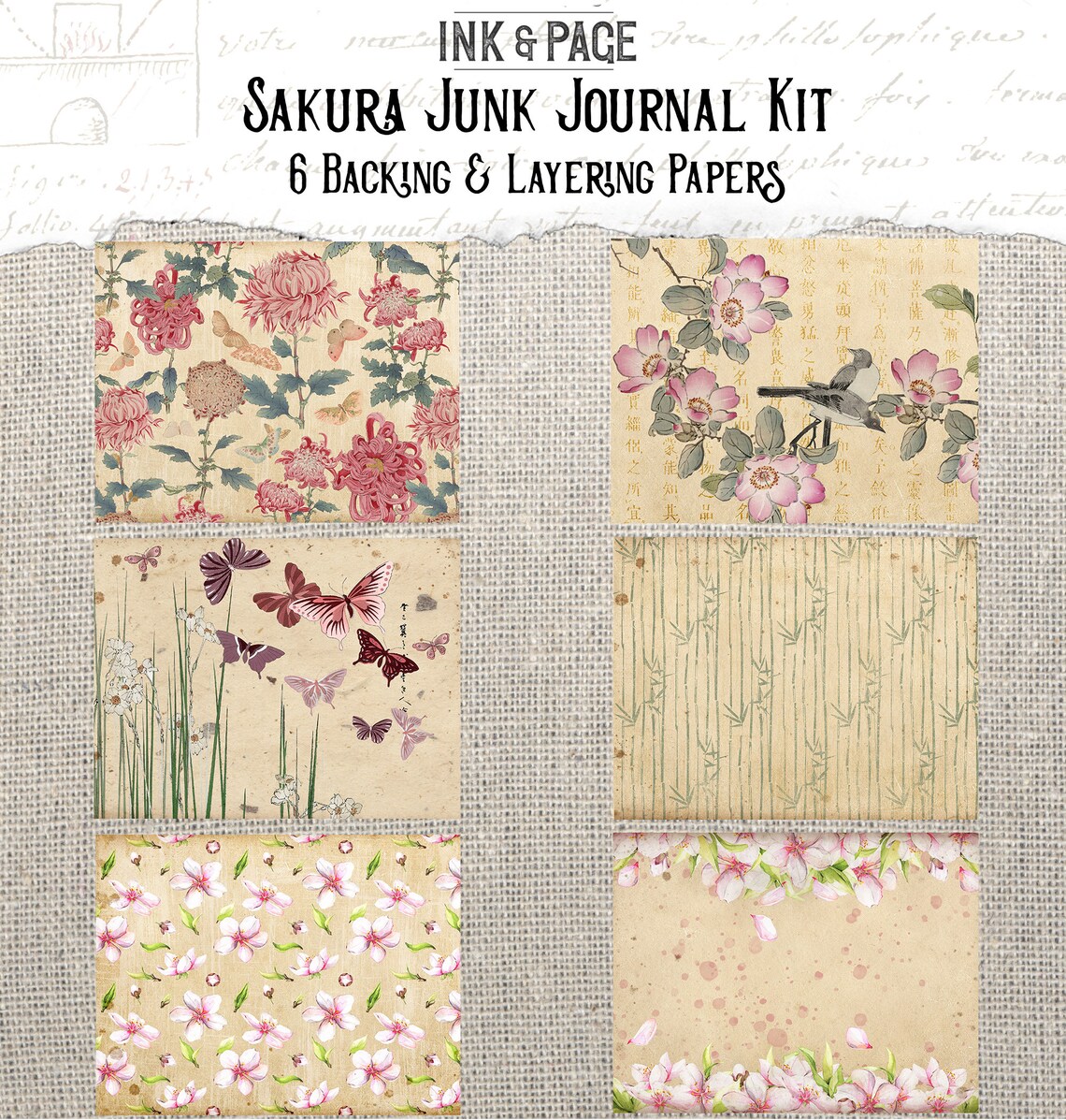 Sakura Printable Junk Journal Kit, Japanese Spring Ephemera Pack ...