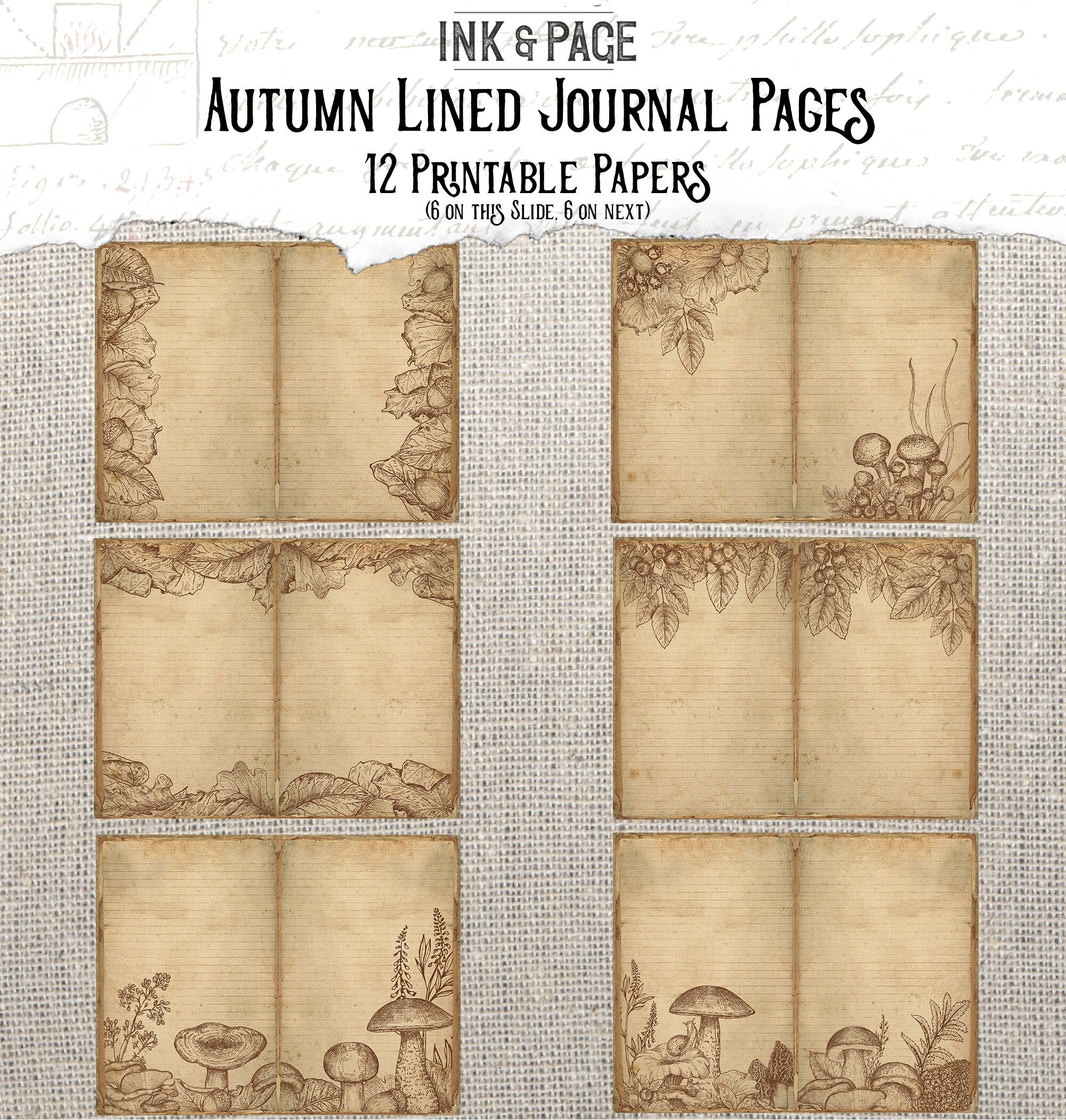 Printable Autumn Junk Journal Lined and Blank Pages Neutral - Etsy
