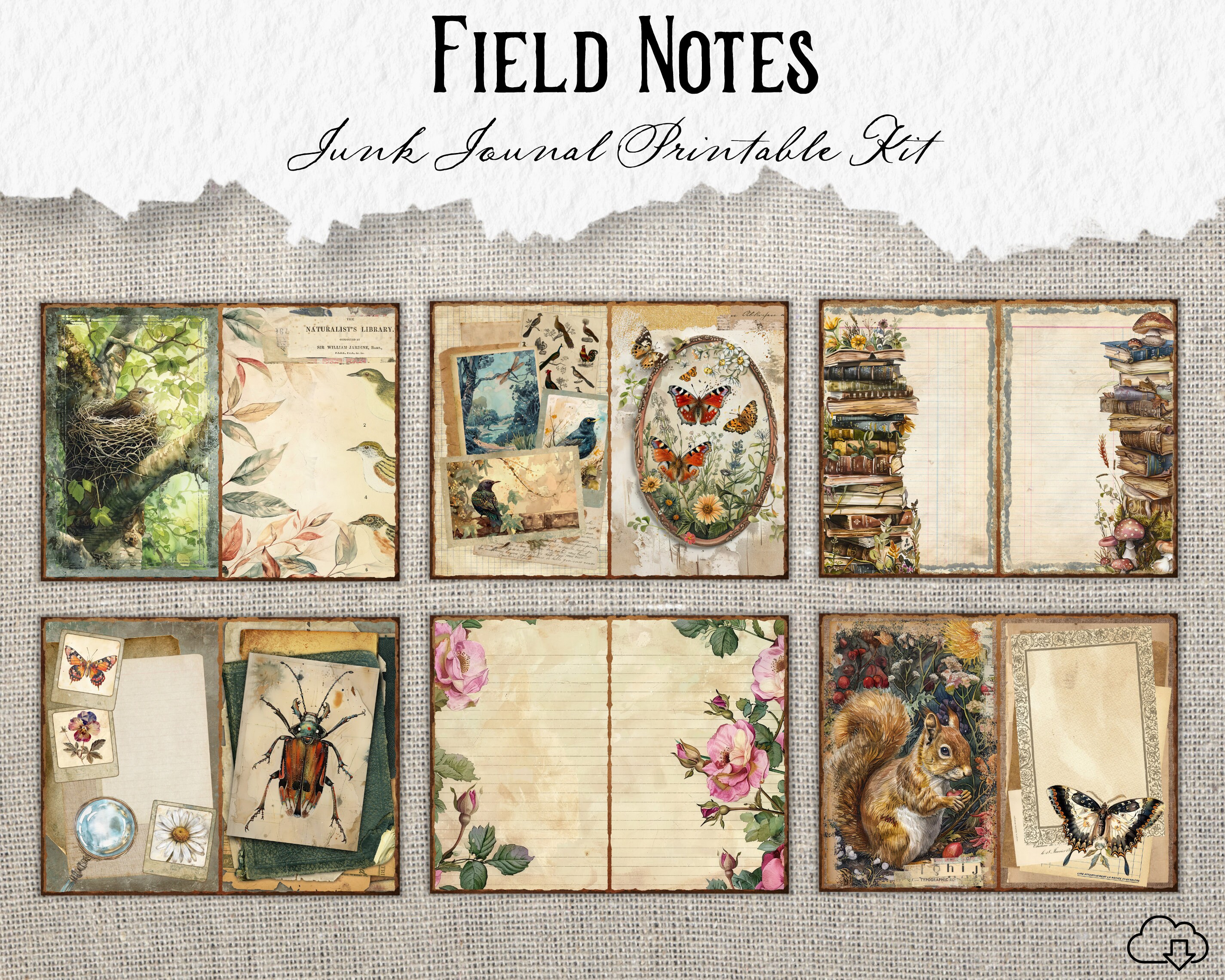 Field Notes Junk Journal Printable Kit Nature Digital Download ...