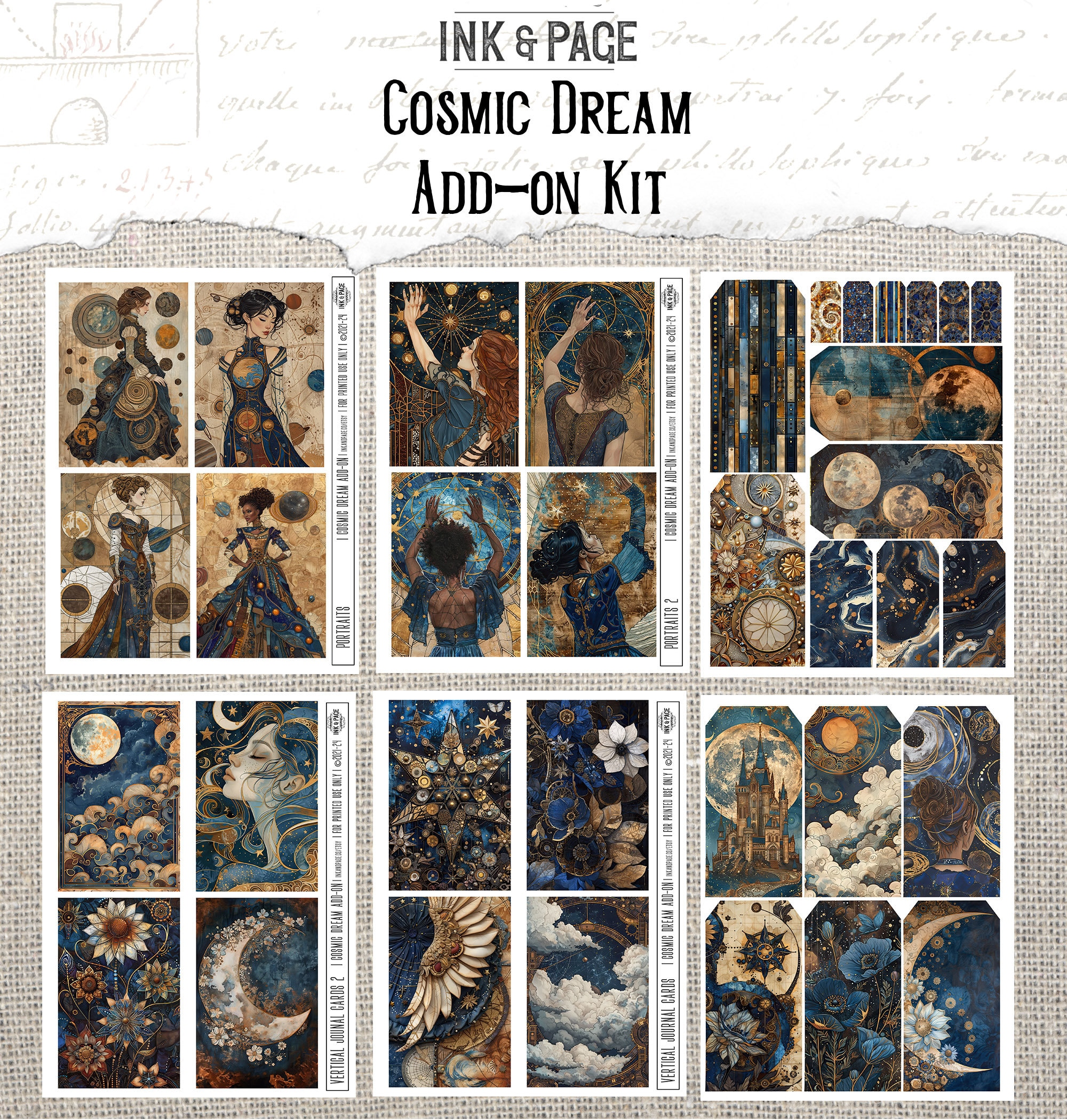 Cosmic Dream Printable Ephemera Moon Junk Journal Add-on Kit Lined ...