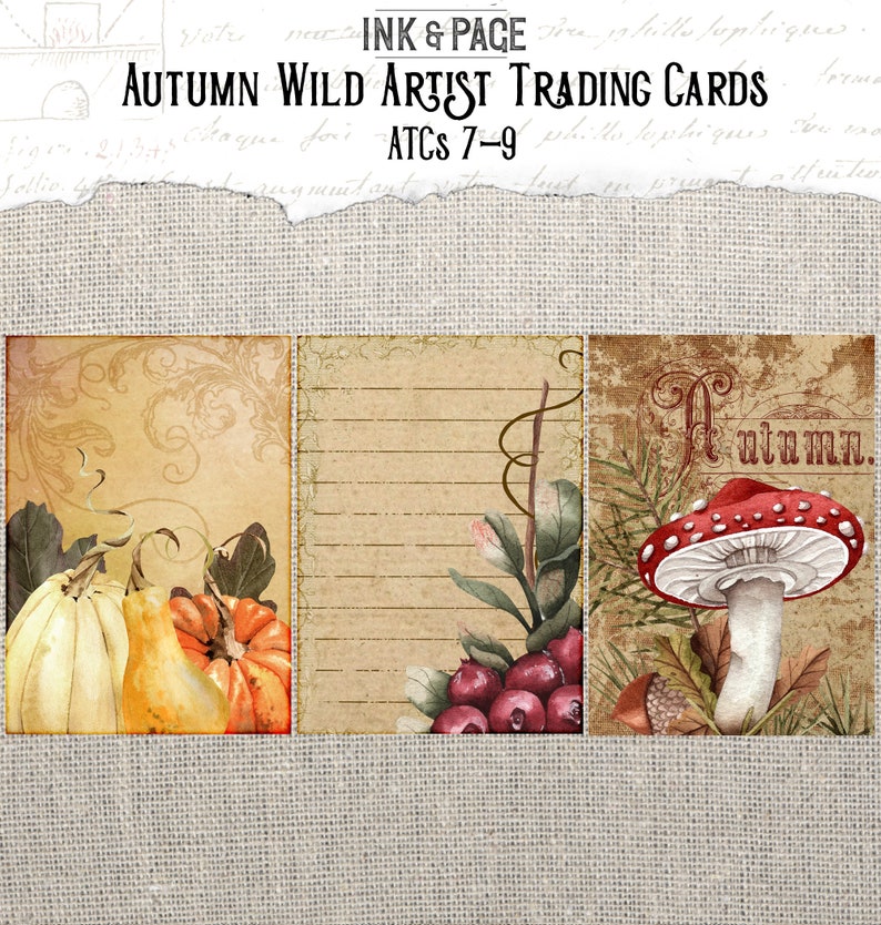 Autumn Wild Printable Atcs Fall Artist Trading Cards Vintage - Etsy