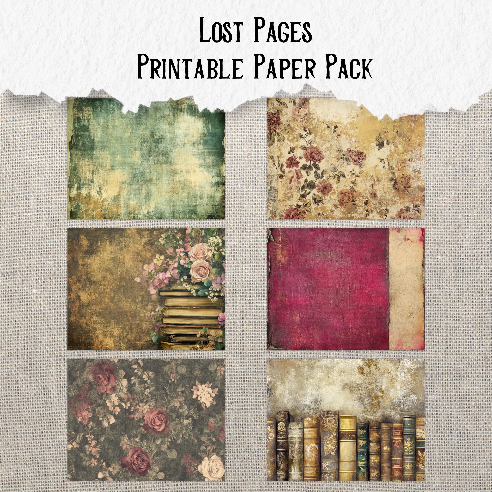 Lost Pages Distressed Paper Pack Junk Journal Grungy Victorian Rose ...