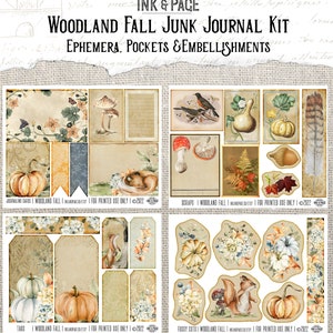Woodland Fall Junk Journal Printable Kit, Vintage Forest, Shabby Chic ...