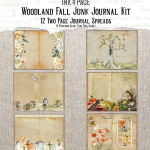 Woodland Fall Junk Journal Printable Kit, Vintage Forest, Shabby Chic ...