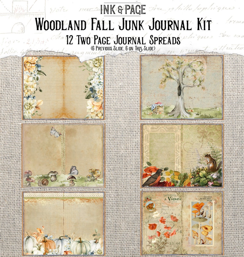 Woodland Fall Junk Journal Printable Kit, Vintage Forest, Shabby Chic ...