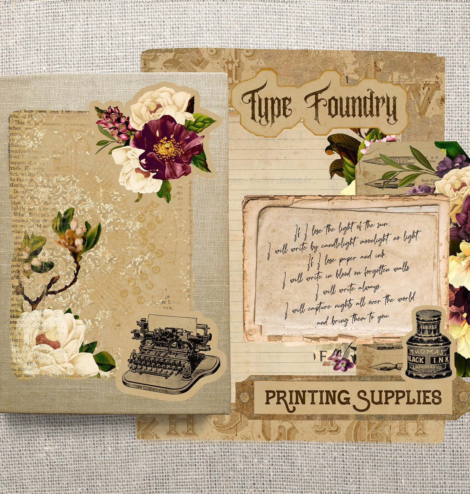 Typography Junk Journal Printable Kit Vintage Alphabets - Etsy
