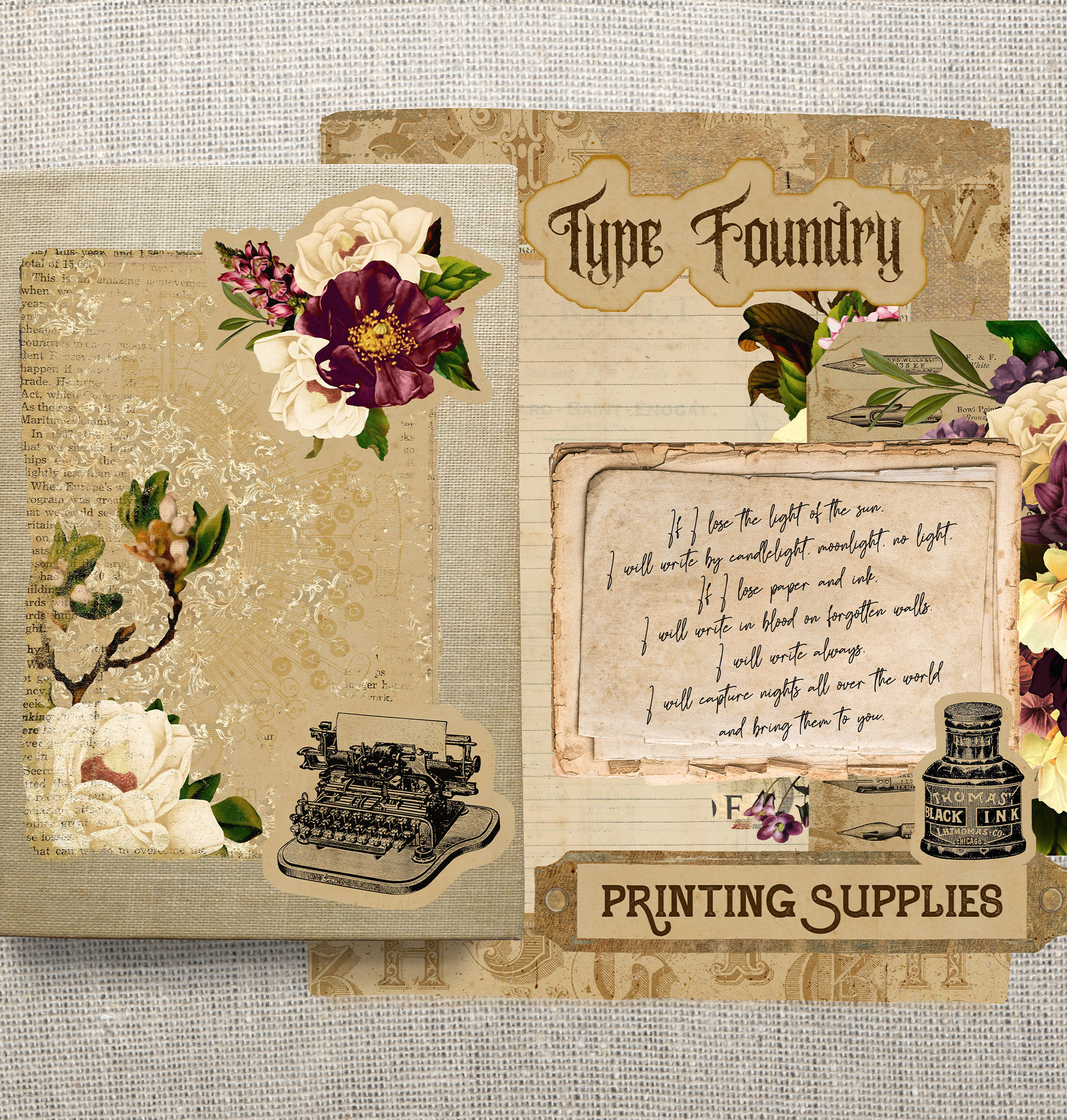 Typography Junk Journal Printable Kit, Vintage Alphabets Ephemera Pack ...
