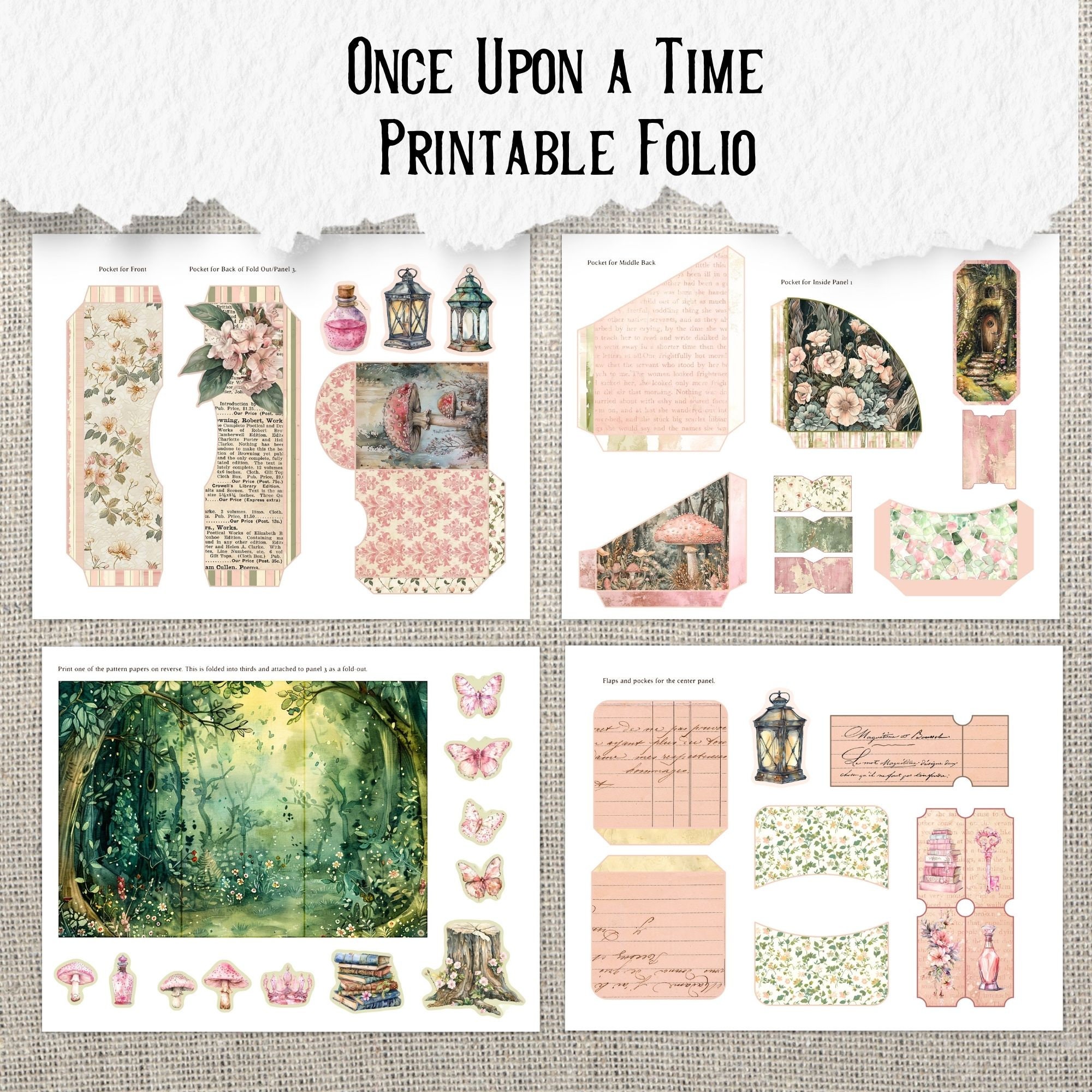 Once Upon a Time Printable Folio Fairytale Pretty Project Junk Journal ...