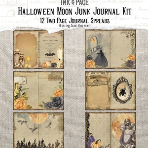 Beautiful Halloween Moon Printable Junk Journal Kit, Gothic, Vintage ...