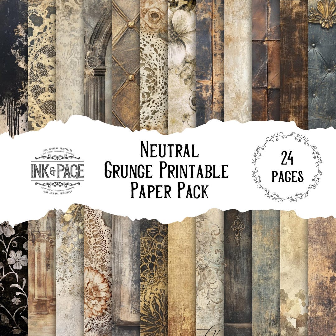 Neutral Grungy Printable Paper Pack Grungy Gothic Digital Download Junk ...