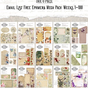 100 Pages of Junk Journal Printable Free Ephemera Mega Pack Vintage ...