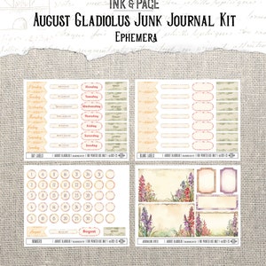 August Junk Journal Printable Kit Shabby Chic Scrapbook Paper Vintage ...