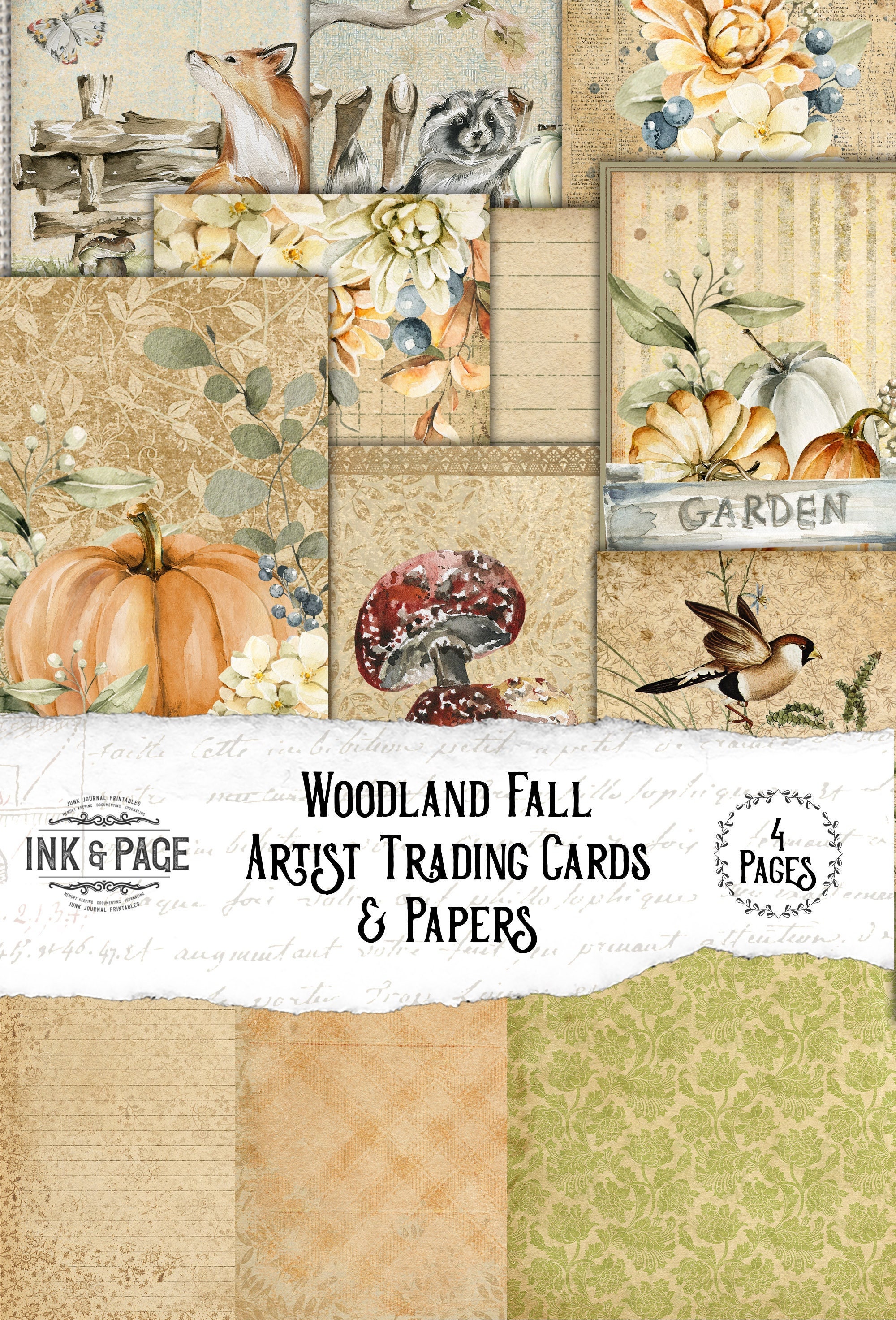 Woodland Fall Printable Atcs Artist Trading Cards Junk - Etsy