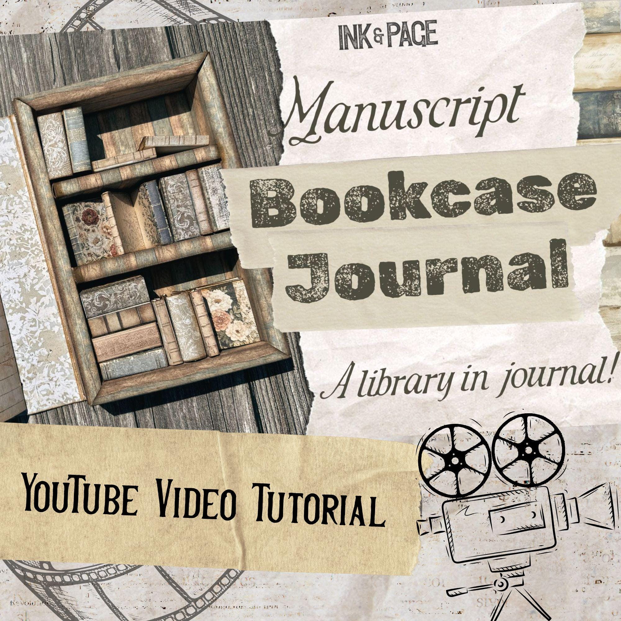 Bookcase Junk Journal Printable Kit Vintage Book Lover Digital Download ...