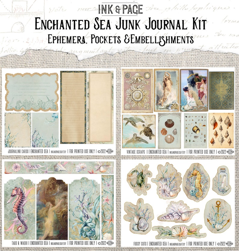 Enchanted Sea Junk Journal Printable Kit Vintage Ocean - Etsy